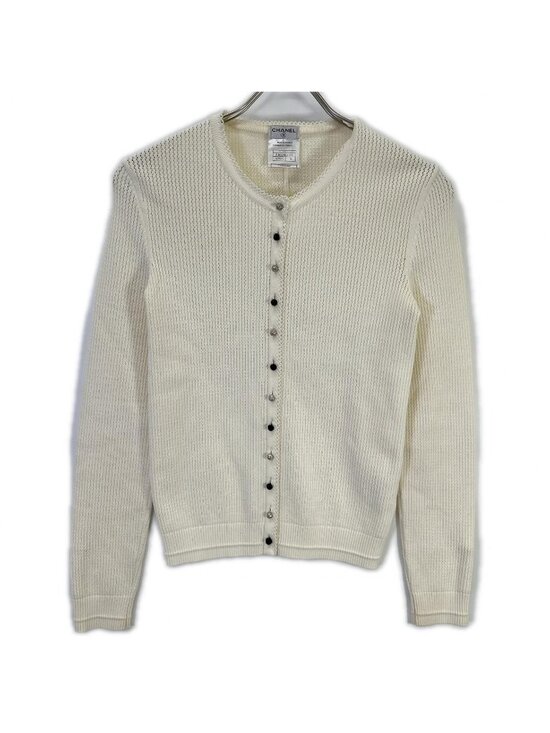 CHANEL | Sweaters | Chanel 7 Cruise Collection 07c White Bijou Button ...